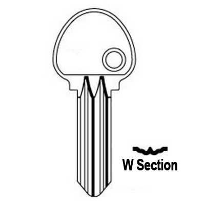 Ingersoll Cylinder Key Blank - W Section - Ingersoll Locks